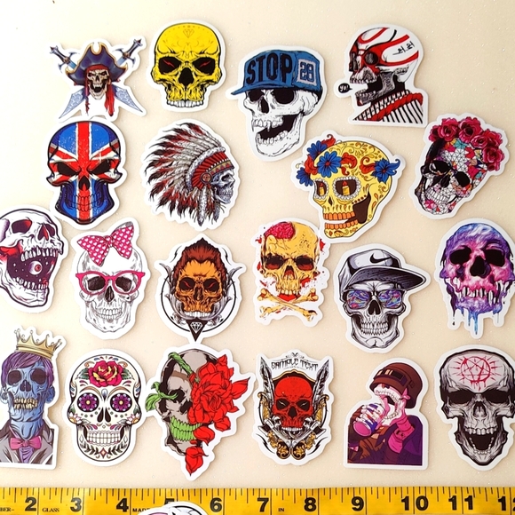 Office | Set Of 2 Colorful Assorted Scary Zombies And Skulls Stickers ...